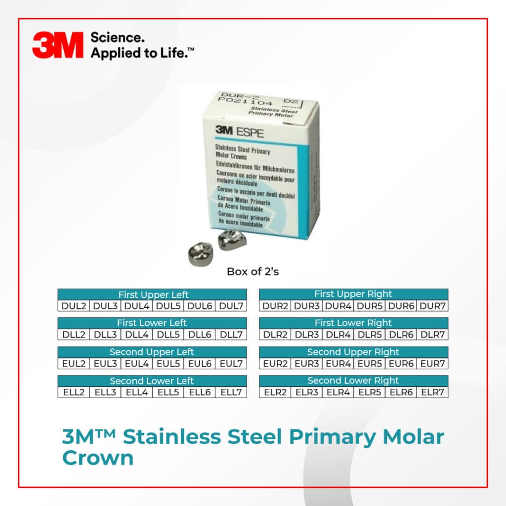 3M™ Stainless Steel Second Primary Molar Crown Refill - Galla Dental
